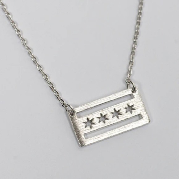 Chicago | Jewelry | Chicago Silver Flag Necklace | Poshmark